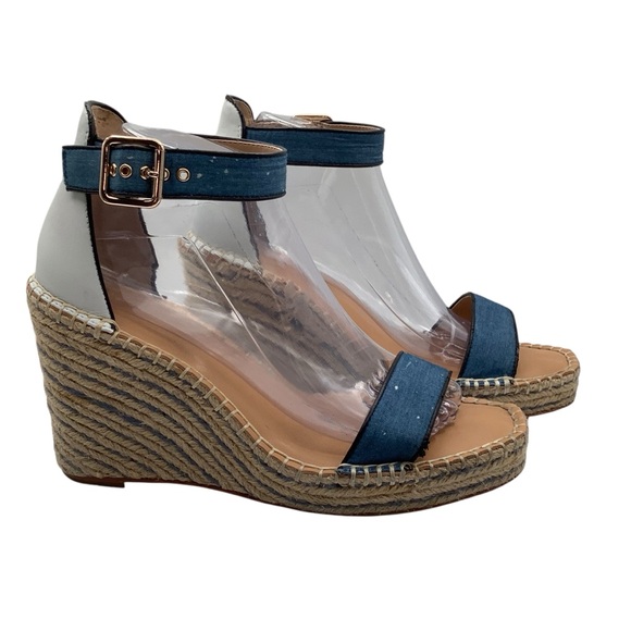 CAbi | Shoes | Cabi Blue And Tan Espadrille Wedge Shoes Size 85 | Poshmark